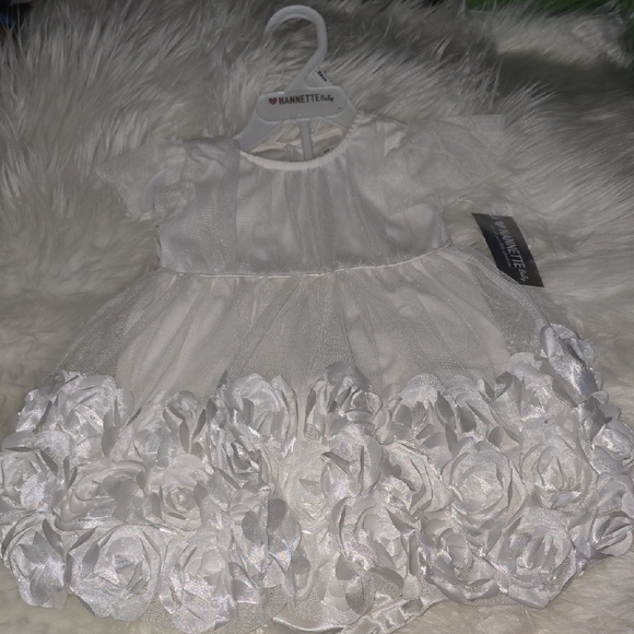 Nannette | Dresses | Nannette Elegant White Dress With Rosette Details ...